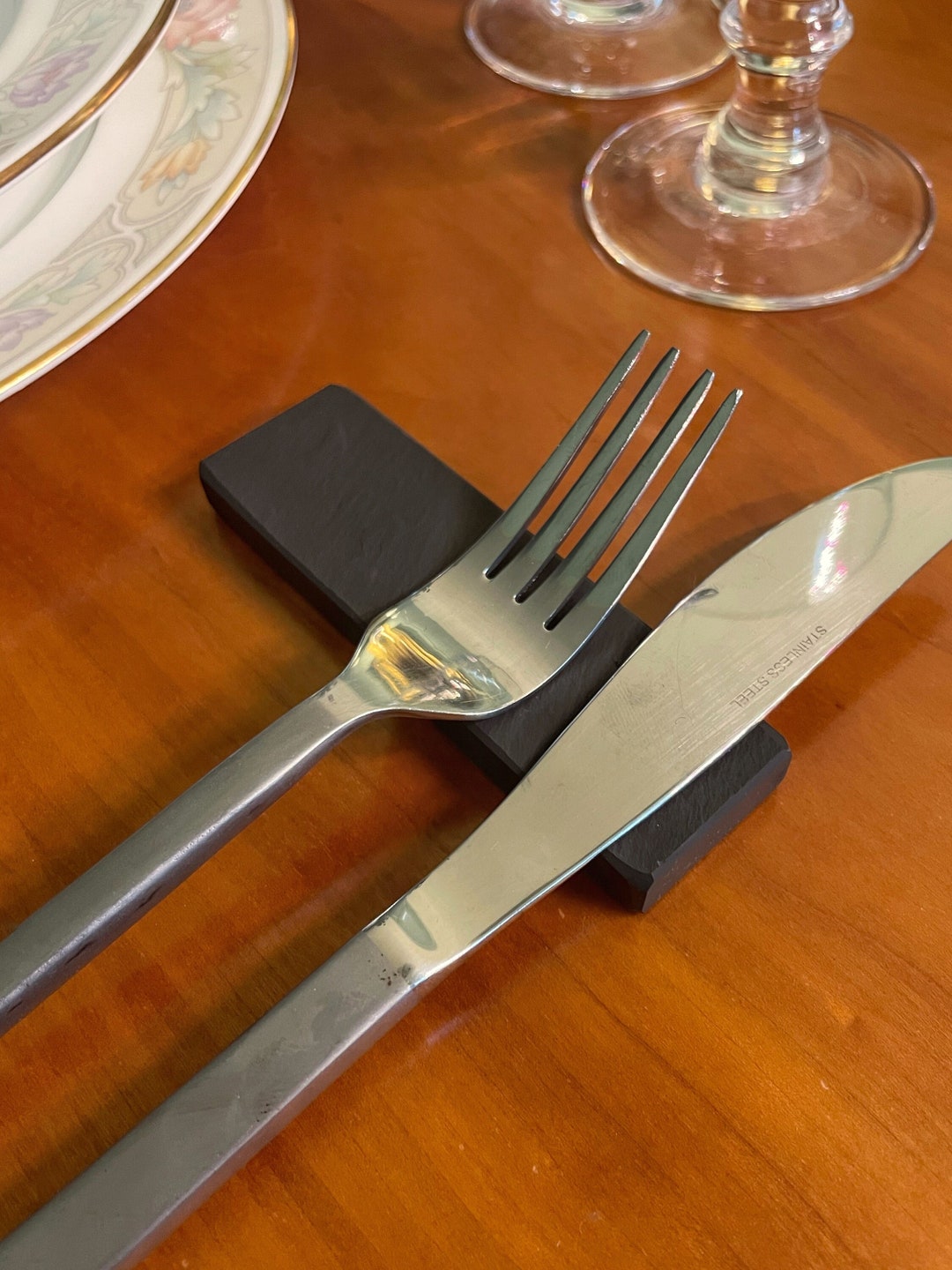 Cutlery Rest Set in Black Slate Marble - Lifestyle - Chopstick Rest ...