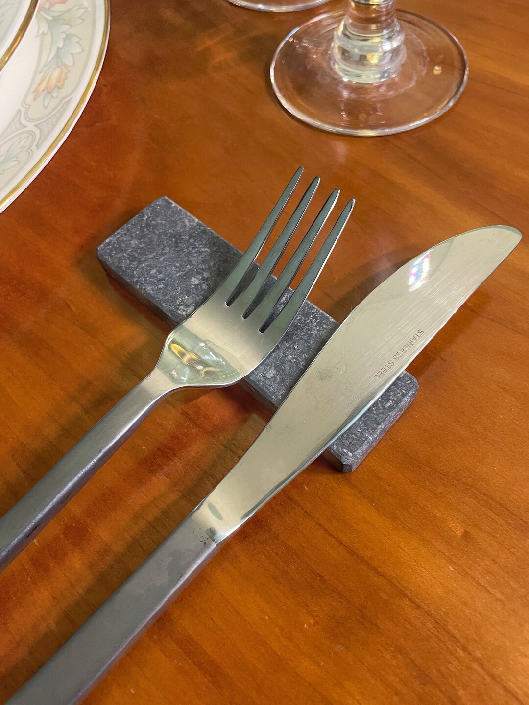 Cutlery Rest Set in Lava Stone Grey Marble - Lifestyle - Chopstick Rest ...