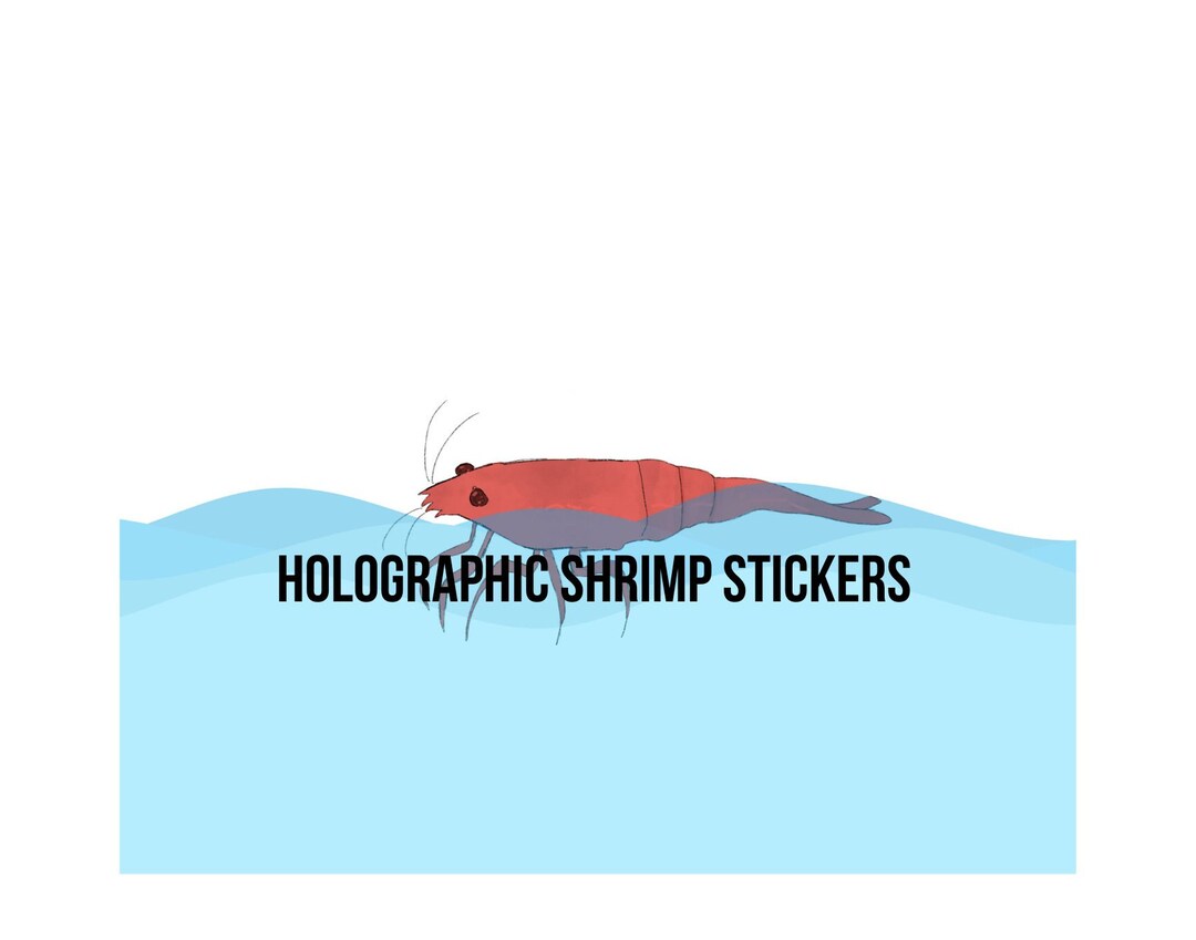 Holographic Small Cherry Shrimp Stickers [1.94in X 1in] | Stickers - Etsy