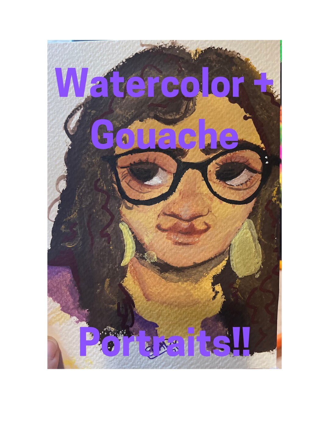 Custom Watercolor/gouache/oil Pastel Portraits [6in X 5in ...