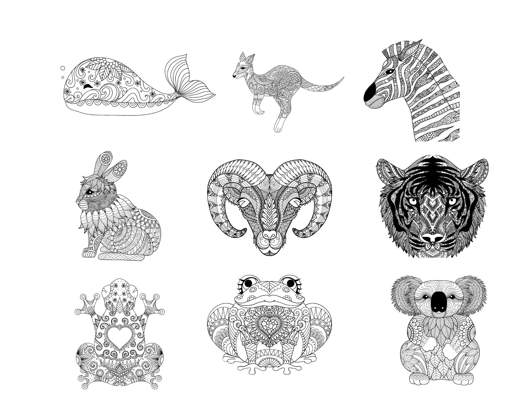 Mandala Animal Patterns Coloring Books - Instant Download - PDF 28 ...