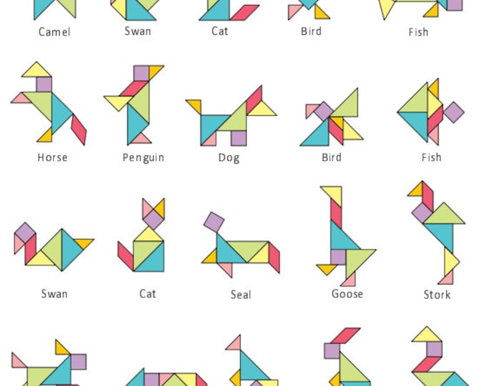 49 Animal Tangrams and Additional 19 Animal Tangram Puzzles Printed ...