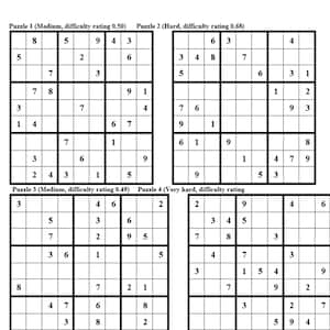 50 Sudoku Puzzles of All Difficulties - Etsy