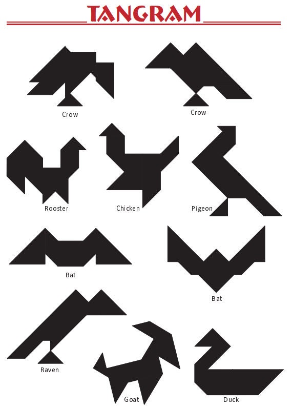 49 Animal Tangrams and Additional 19 Animal Tangram Puzzles Printed ...