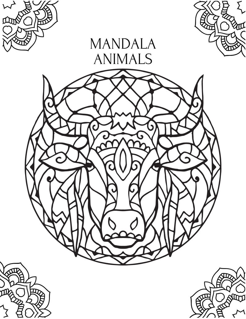 Mandala Animal Patterns Coloring Books - Instant Download - PDF 28 ...