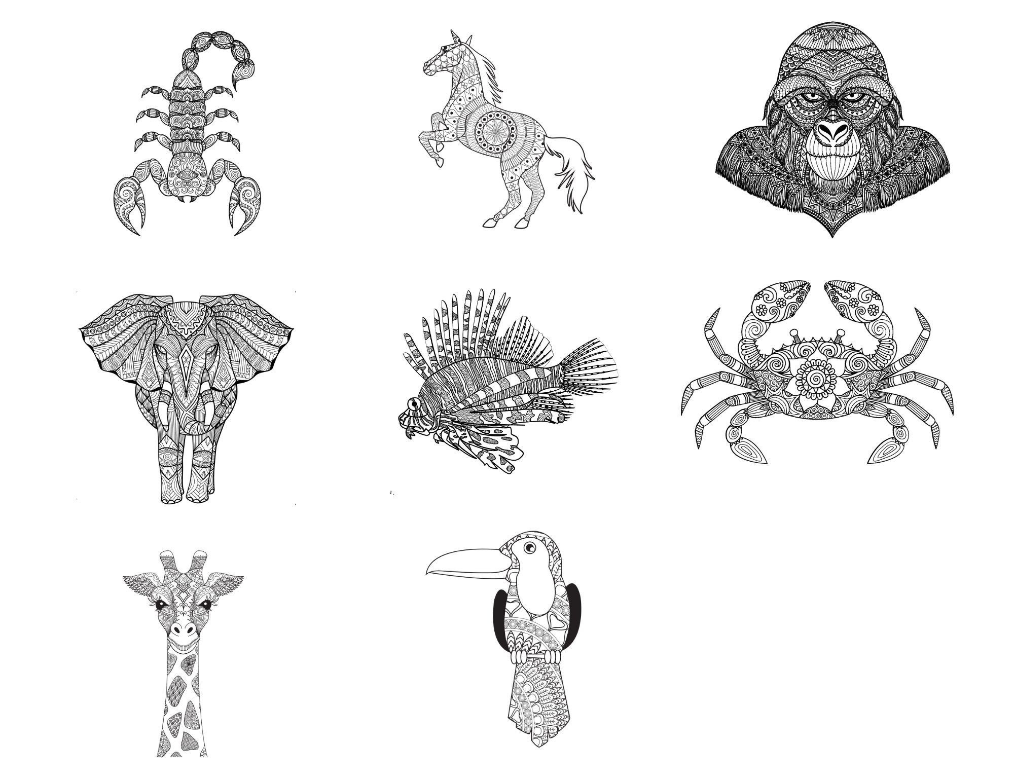 Mandala Animal Patterns Coloring Books - Instant Download - PDF 28 ...