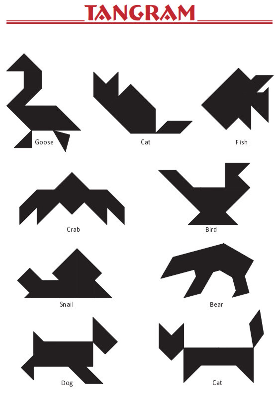 49 Animal Tangrams and Additional 19 Animal Tangram Puzzles Printed ...