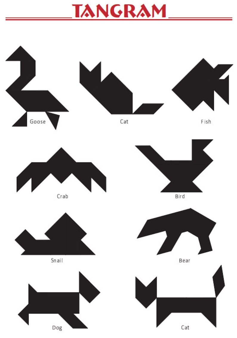 49 Animal Tangrams and Additional 19 Animal Tangram Puzzles Printed ...