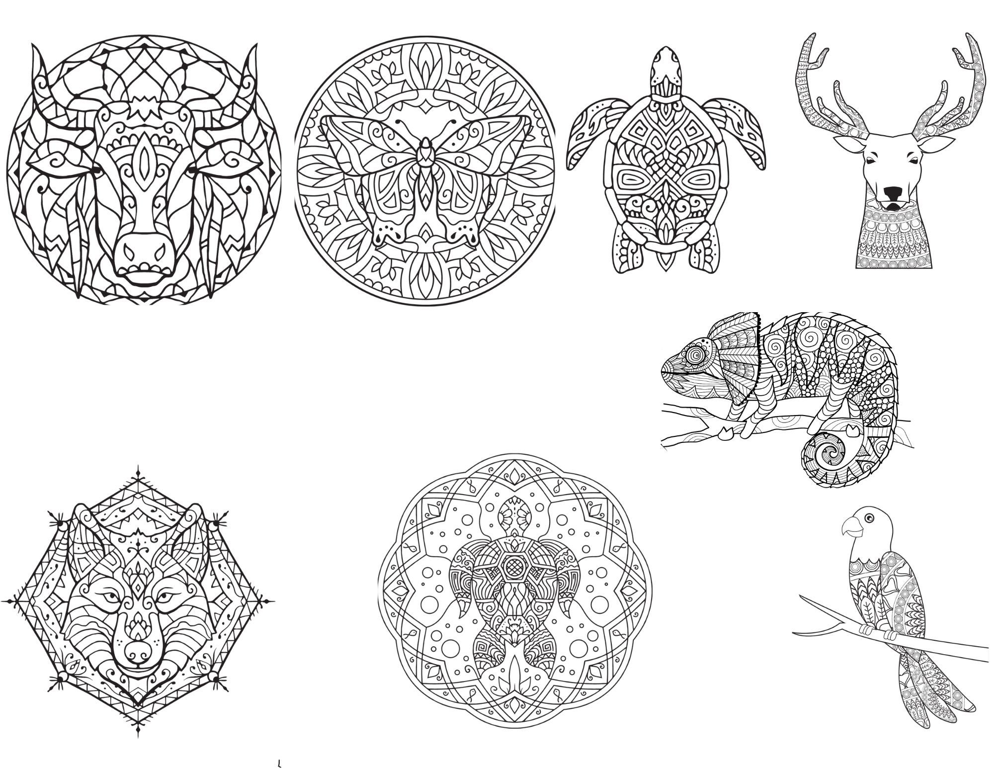 Mandala Animal Patterns Coloring Books - Instant Download - PDF 28 ...