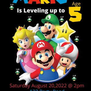 Super Mario Birthday Digital Invite, Printable, Instant Download ...