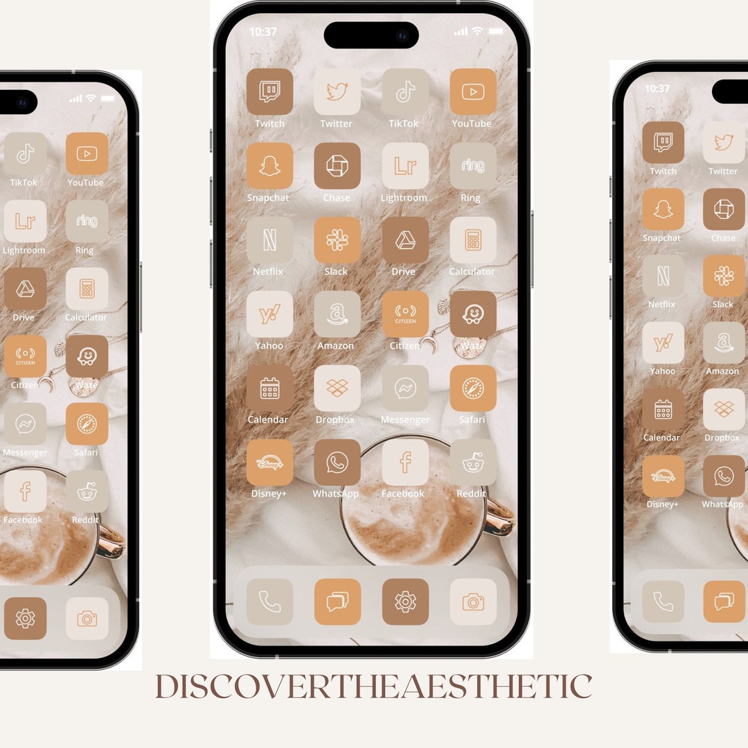 IOS 14 App Icons Neutral Fall Aesthetic, Widget Iphone, Ios Icons ...