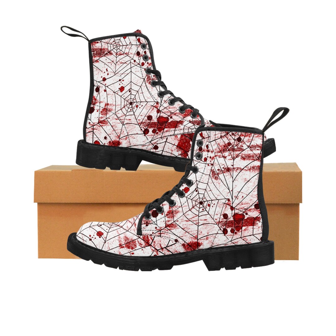 Spooky Chic Women's Canvas Boots Grunge Halloween Cobweb Design Stylish ...