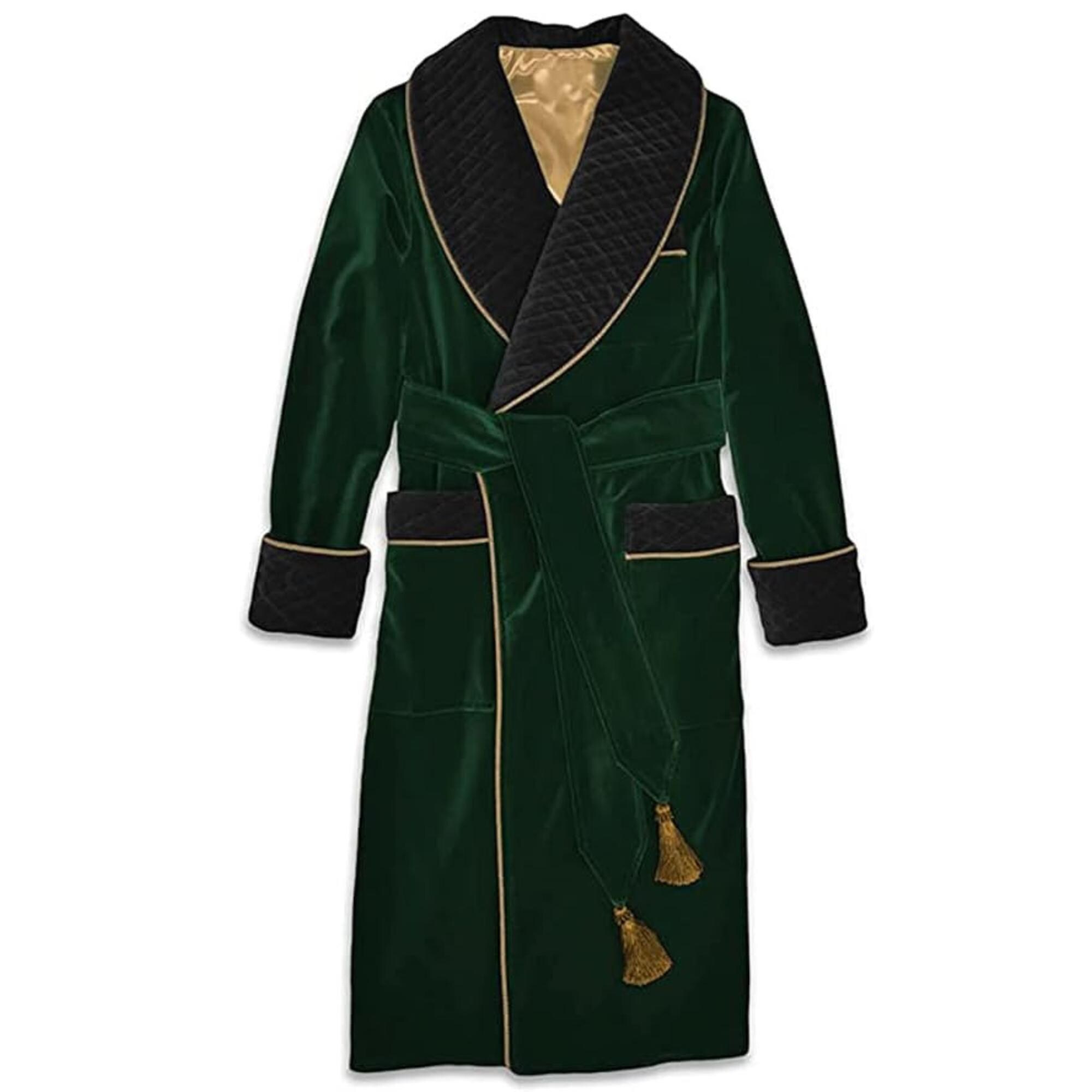 Smoking Jacket Green Long Velvet Gown for Men English Vintage Gentleman ...
