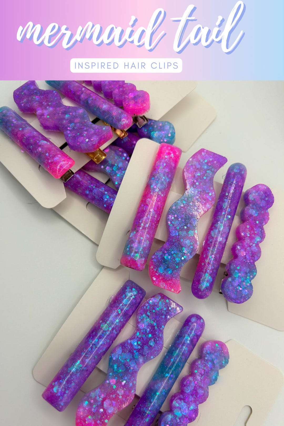 Mermaid Tail Inspired Hair Clips - Pastel Colors - Pack of 4 Matching ...