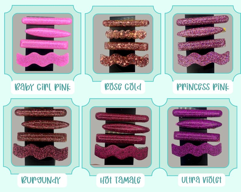 Colorful Glitter Hair Clips Different Colors 4 Different Shapes - Etsy