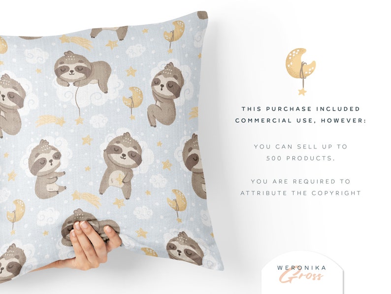 Sleeping Sloths Seamless Vector Pattern Design for Kids or Baby ...