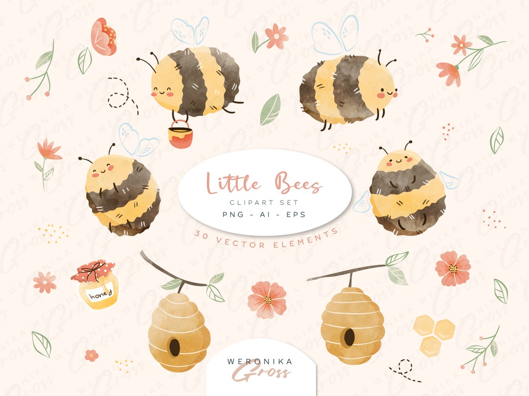Bee Vector Clipart Set, Honey Floral Nursery Art (digital Files) - Etsy