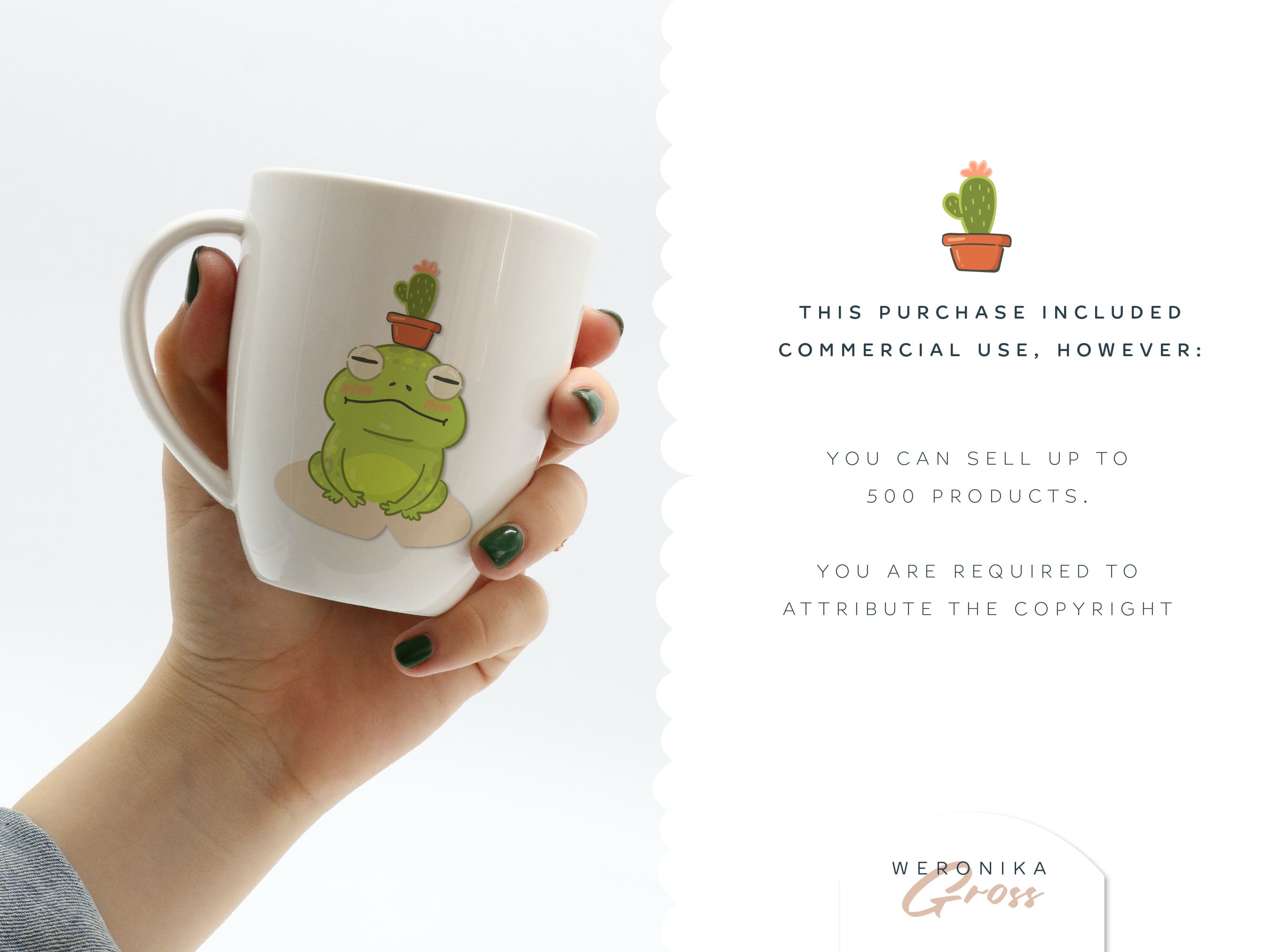 Kawaii Cactus Frog Clipart, Nursery Art Print, Sticker Design (digital ...