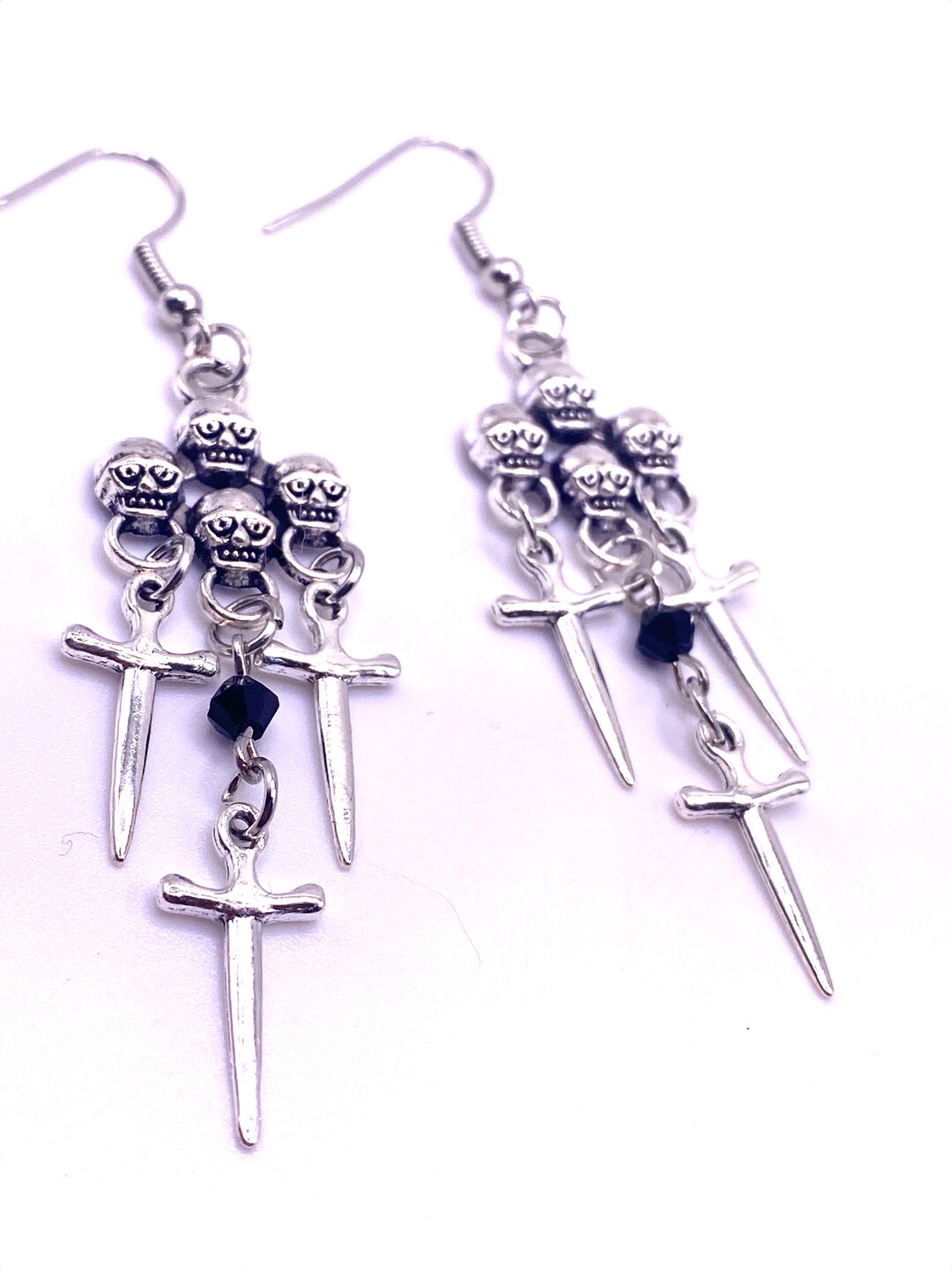 E11 Halloween Earrings, Cross, Punky, Jewellery, Skull, Fun, Statement ...
