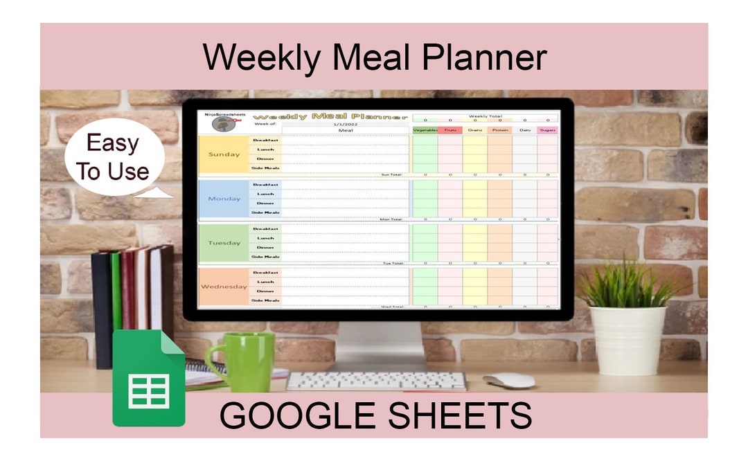 Weekly Meal Planner Google Sheets Daily and Weekly Template Printable ...
