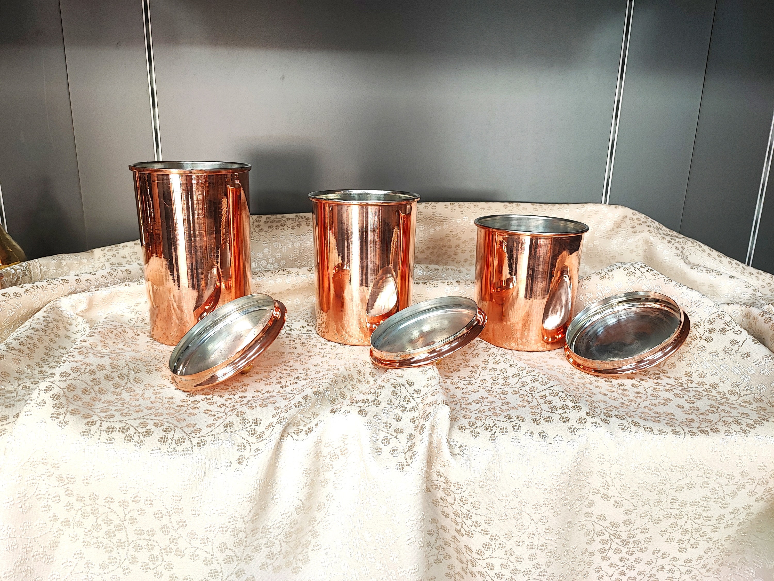Pure Copper Kitchen Canistersspice Jars Set of 3copper - Etsy