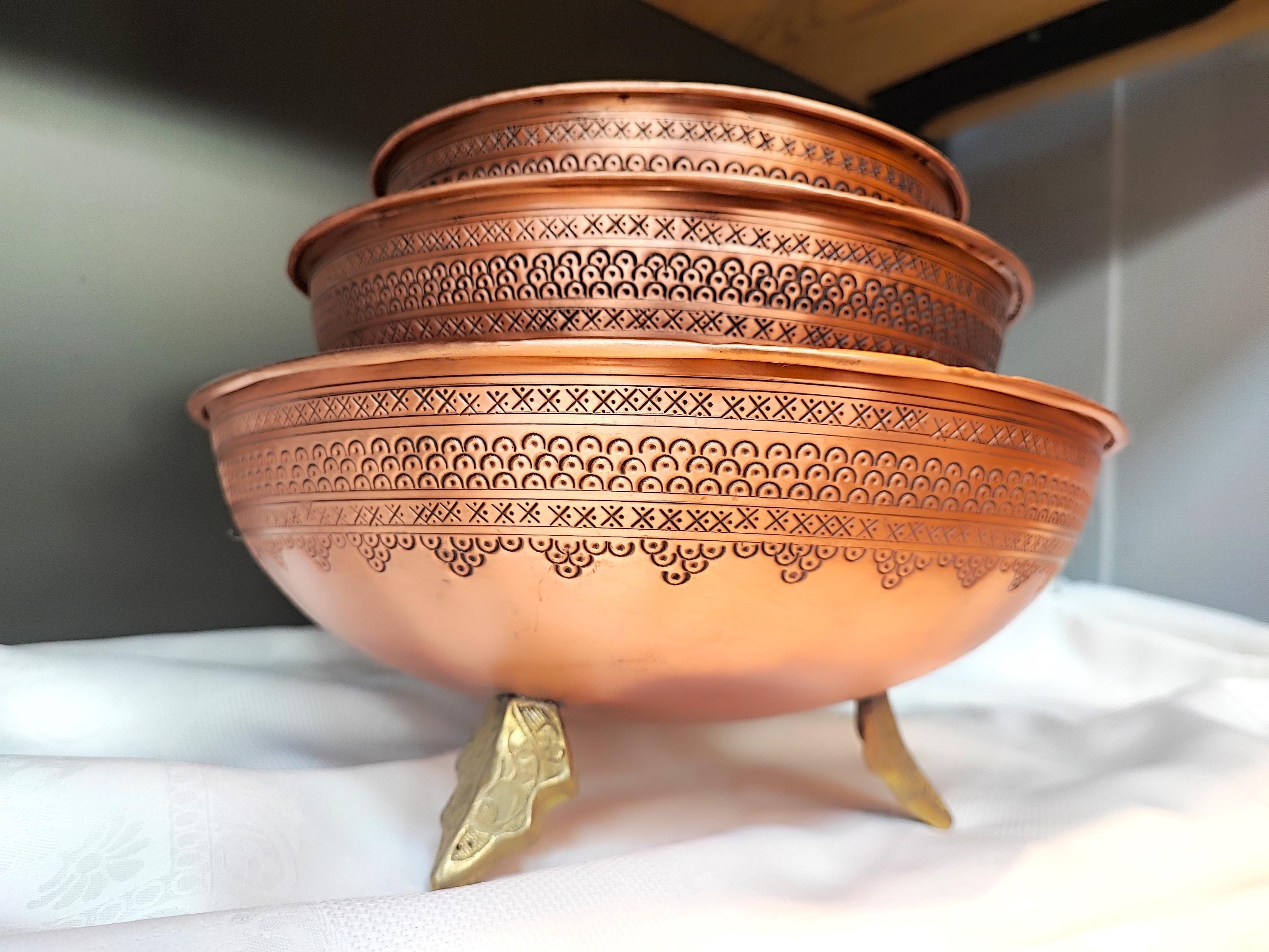 Large Copper Bowl, Hand Hammered Fruit Bowl,handmade Copper Salad ...