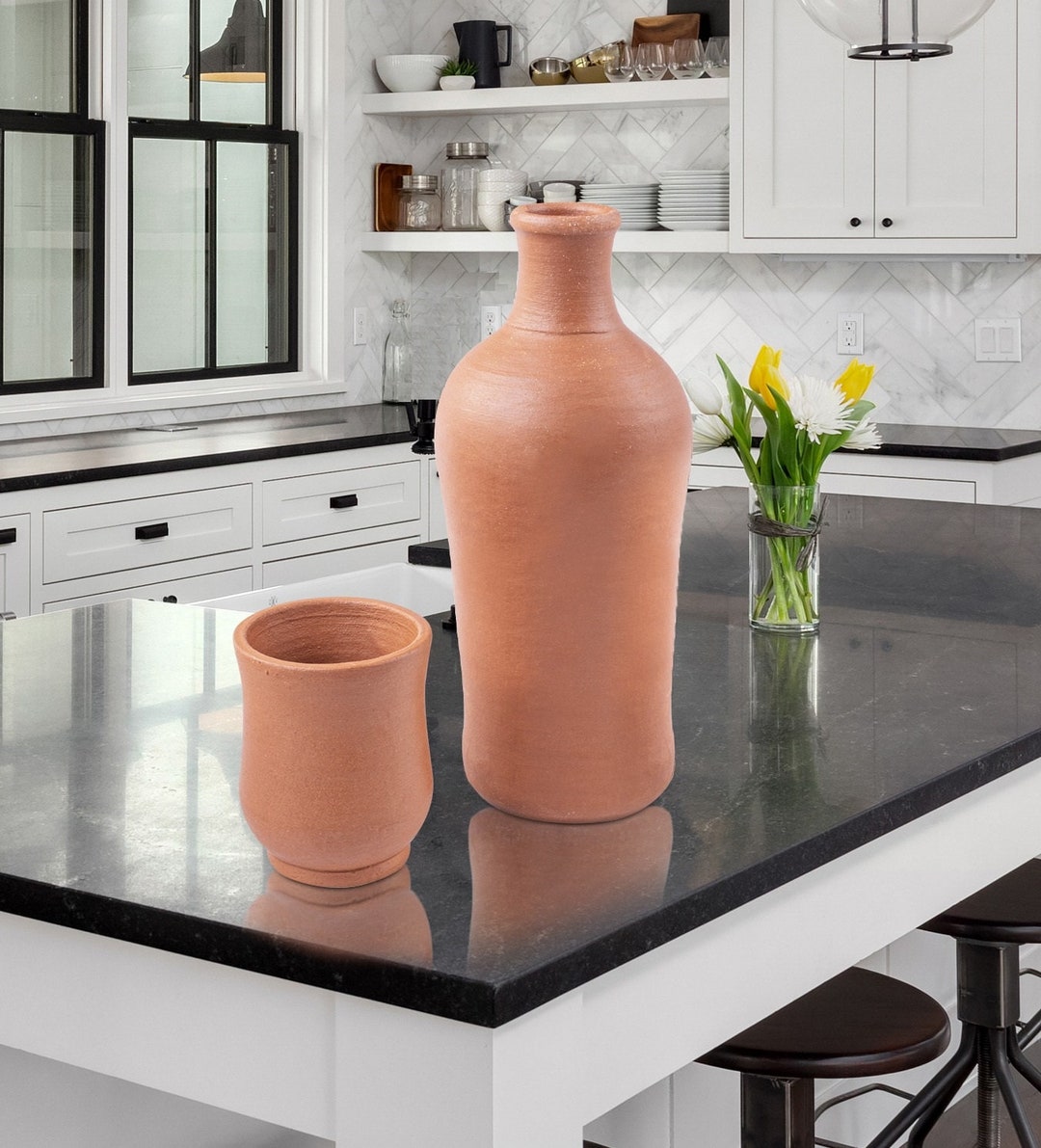 Terracotta Clay Water Bottle,traditional Water Dispenser,earthen Carafe ...