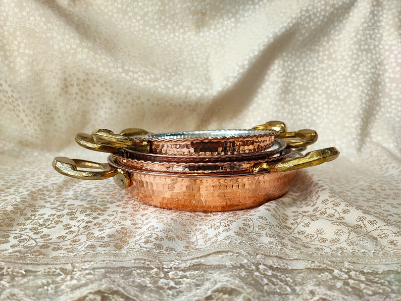 Copper Frying Pan Set,handcrafted Copper Omelette Pan,kitchen Decor ...