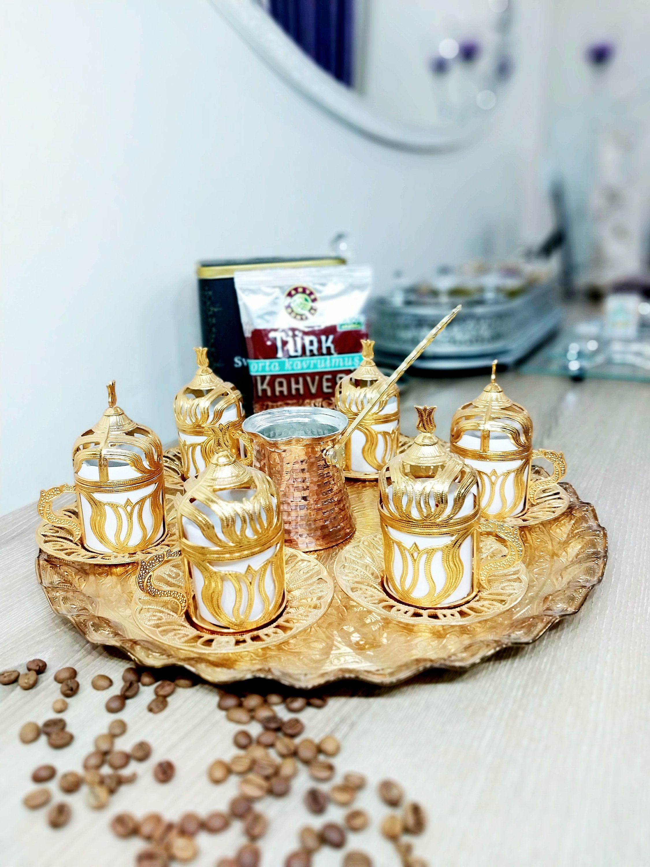 Traditional Turkish Coffee Set for 6,coffee Serving Set,coffee Service ...