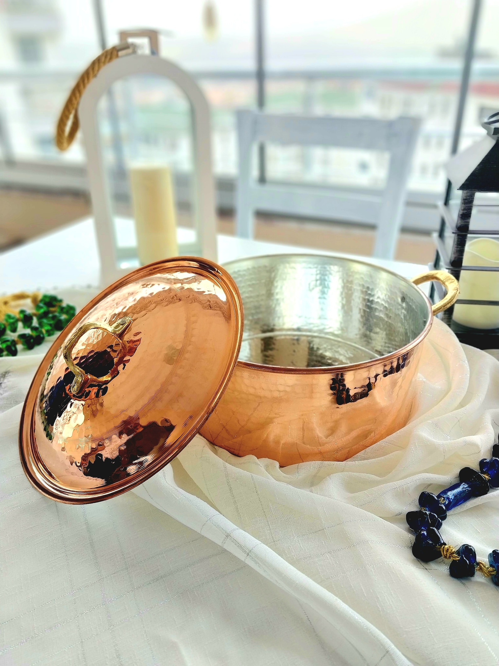 Copper Cooking Pot Set, Handmade Pure Copper Casserole Pot With Lid ...