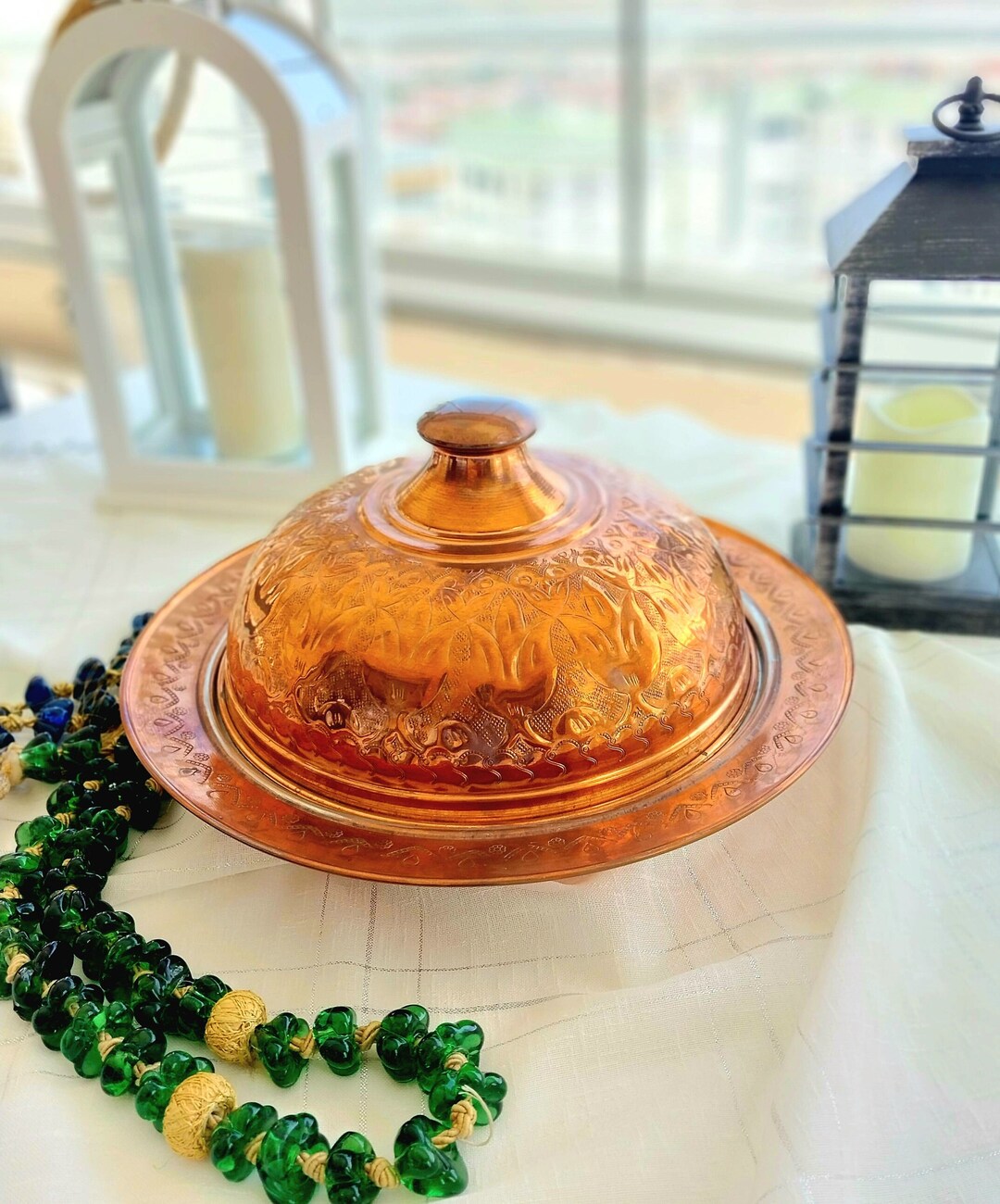 Copper Serving Pot,handmade Round Copper Plate With Lid, Copper Dining ...