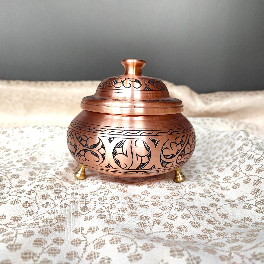 Handmade Copper Candy Bowl,copper Spice Jar,copper Home Decor,table ...