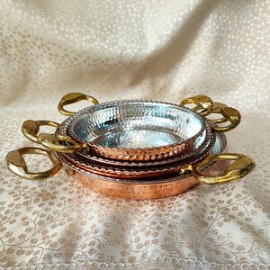 Copper Frying Pan Set,handcrafted Copper Omelette Pan,kitchen Decor ...