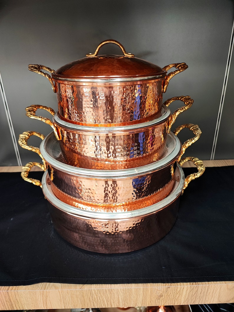 Copper Cooking Pot,hand Hammered Copper Casserole Pot With Lid,copper ...