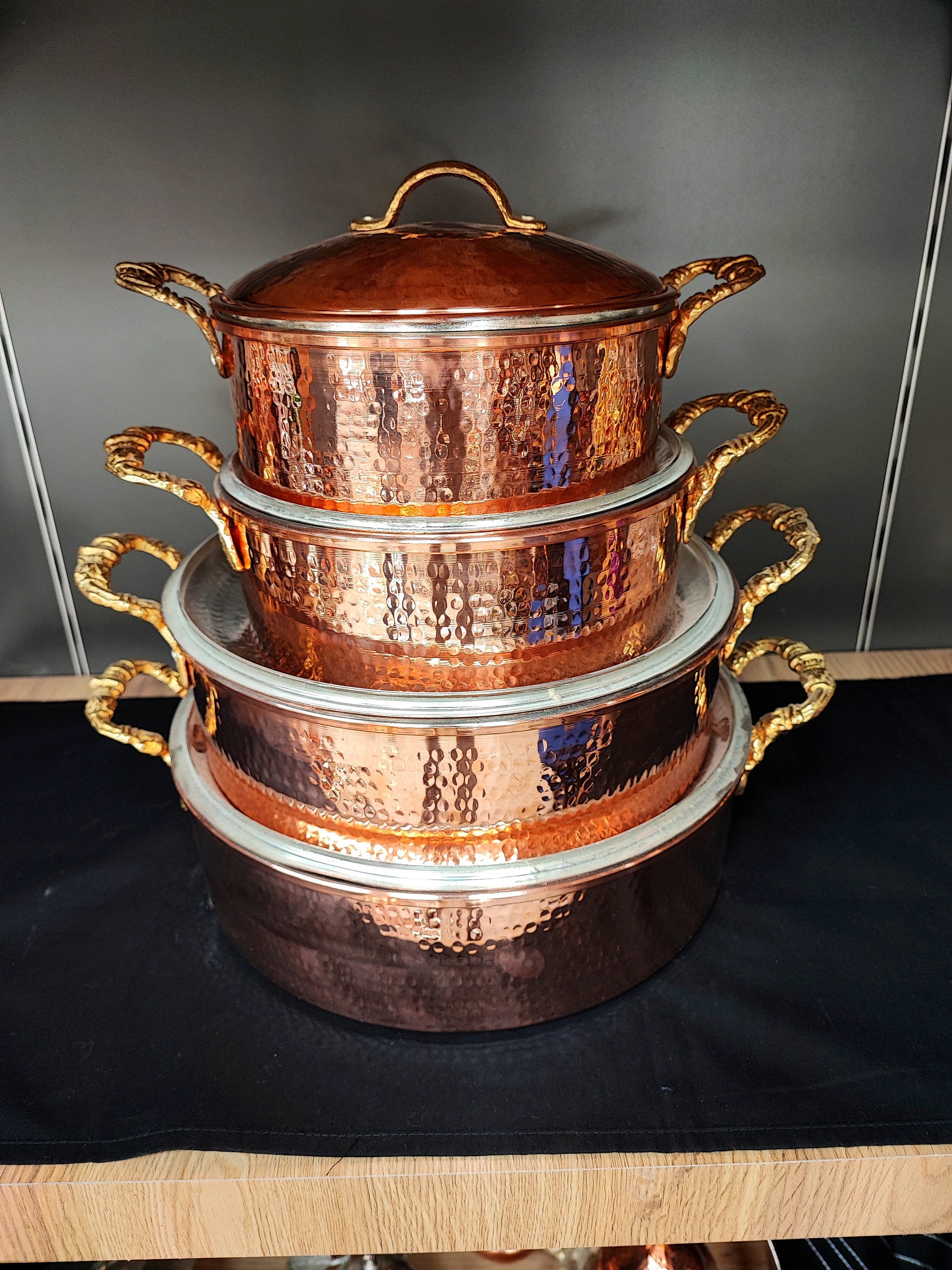 Copper Cooking Pot,hand Hammered Copper Casserole Pot With Lid,copper ...