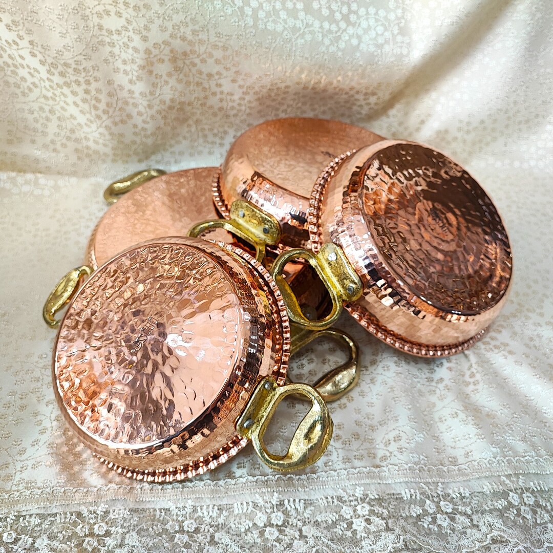 Copper Frying Pan Set,handcrafted Copper Omelette Pan,kitchen Decor ...
