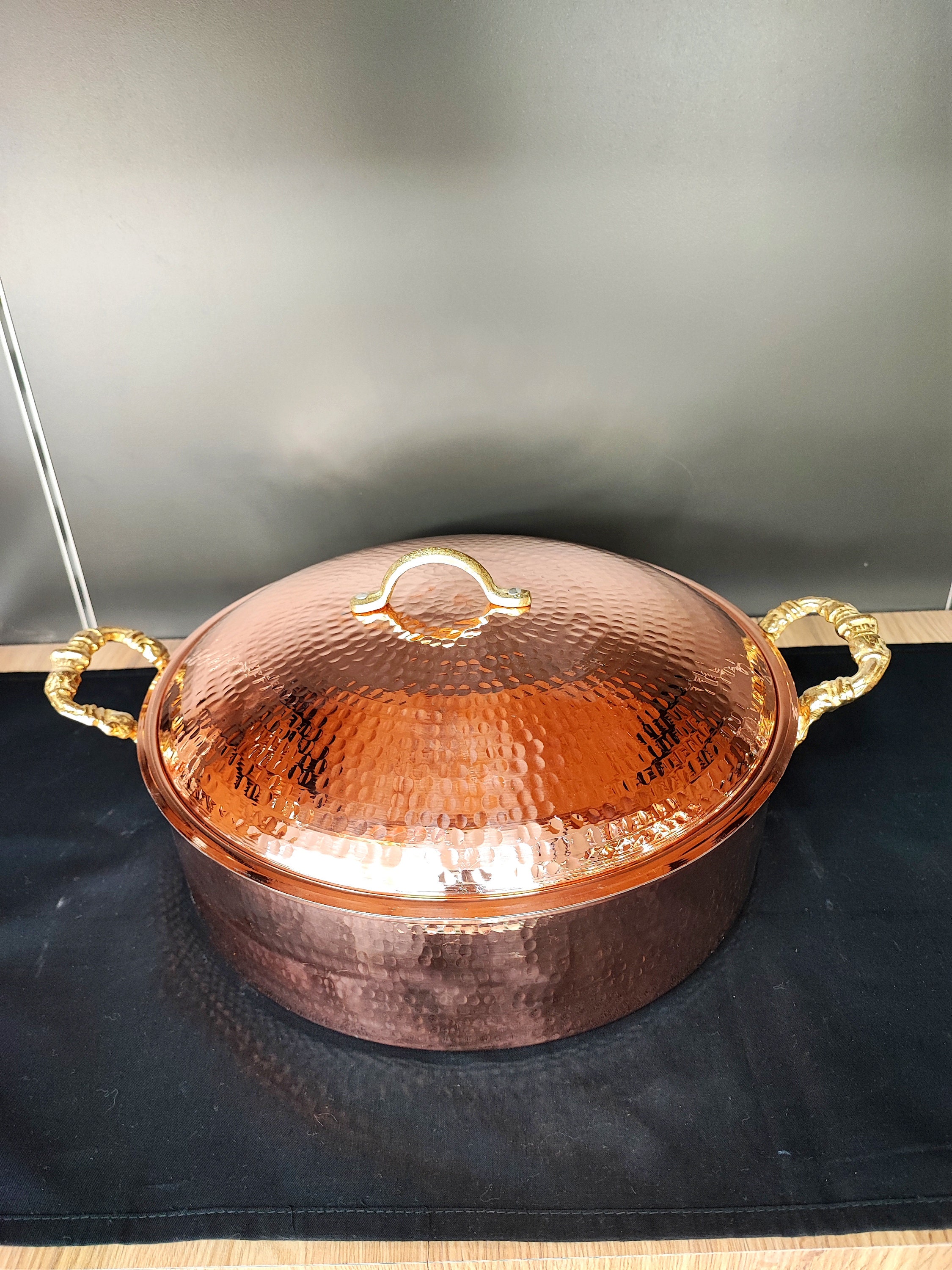 Copper Cooking Pot,hand Hammered Copper Casserole Pot With Lid,copper ...
