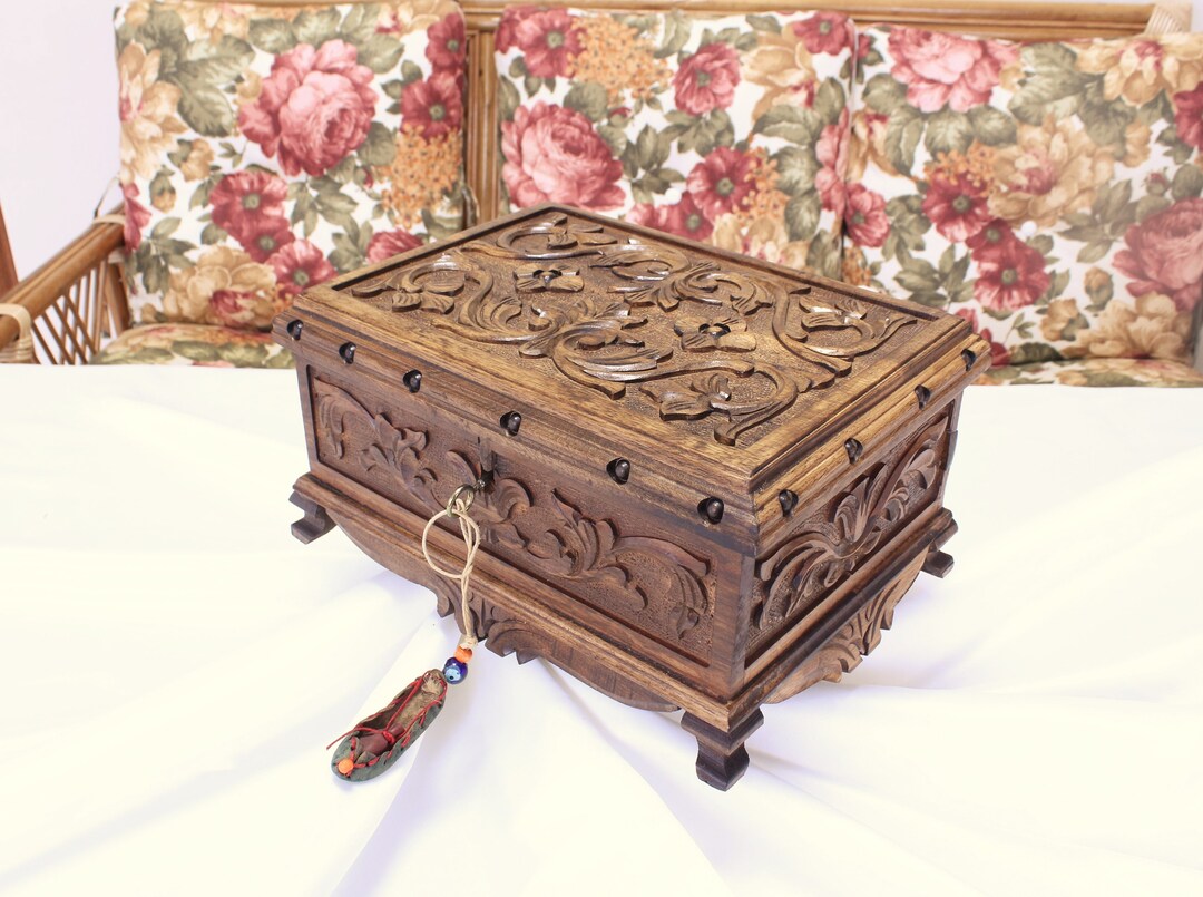 Large Secret Lock Box,handmade Wooden Gun Box,jewelry Box With Key ...