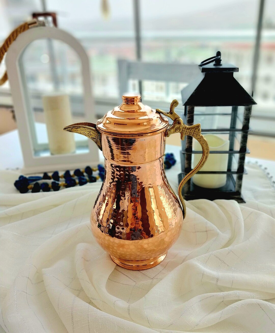 Traditional Copper Water Pitcher,pure Copper Hammered Jug, Copper Home ...