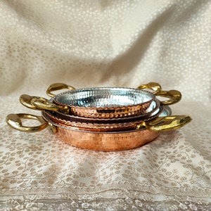 Copper Frying Pan Set,handcrafted Copper Omelette Pan,kitchen Decor ...