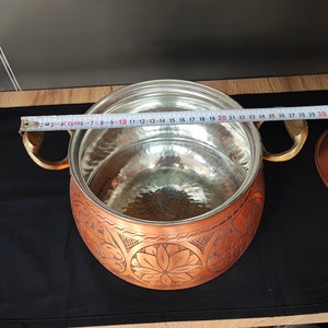 Copper Cooking Pot,handmade Carved Engraved Copper Pot,double Handled ...