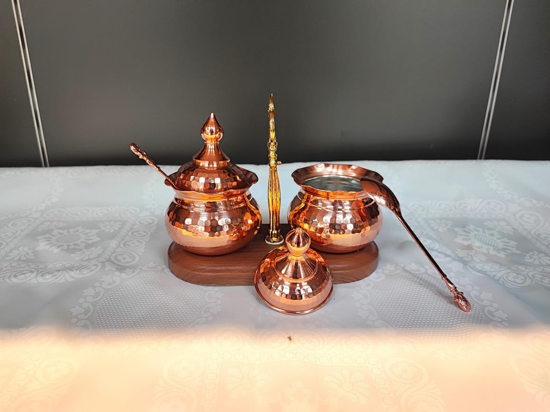 Pure Copper Sugar Canister Set,handmade Copper Candy Bowl,unique ...