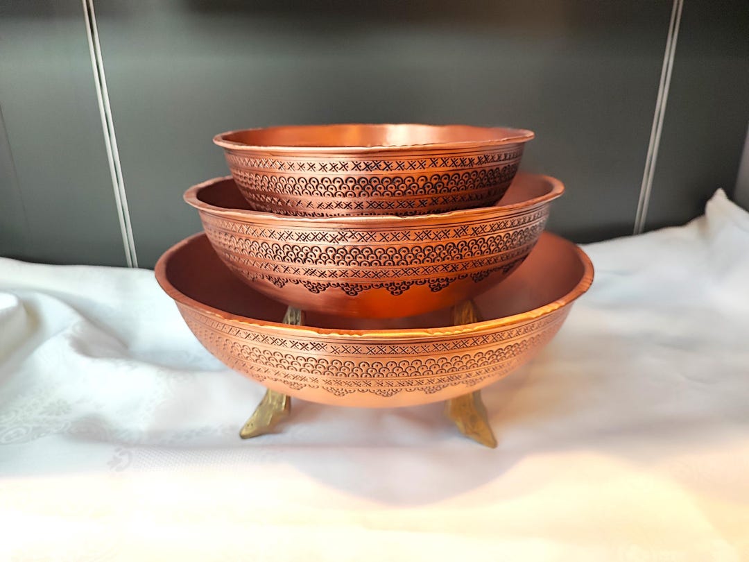 Large Copper Bowl, Hand Hammered Fruit Bowl,handmade Copper Salad ...
