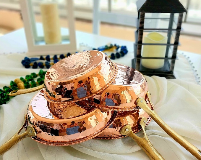 Vintage Set of Five Small Copper Pans - Etsy
