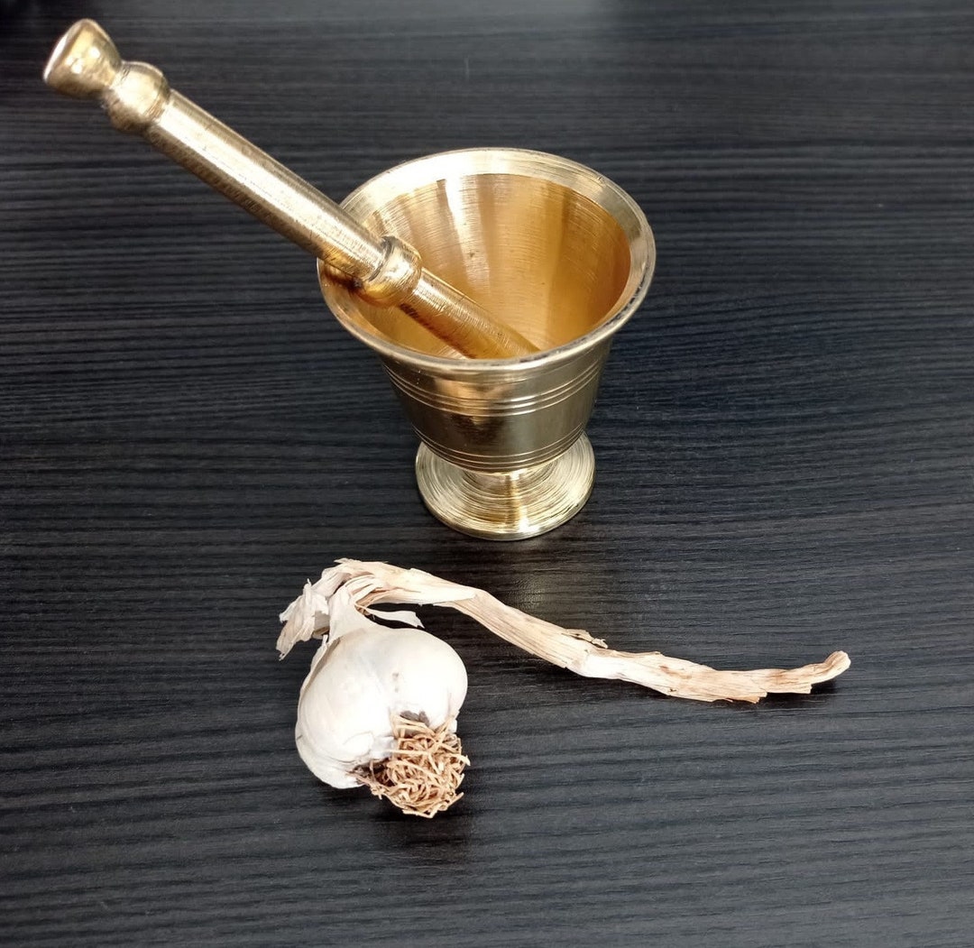 Bronze Brass Mortar and Pestle,garlic Hammer,handmade Kitchen Utensil ...