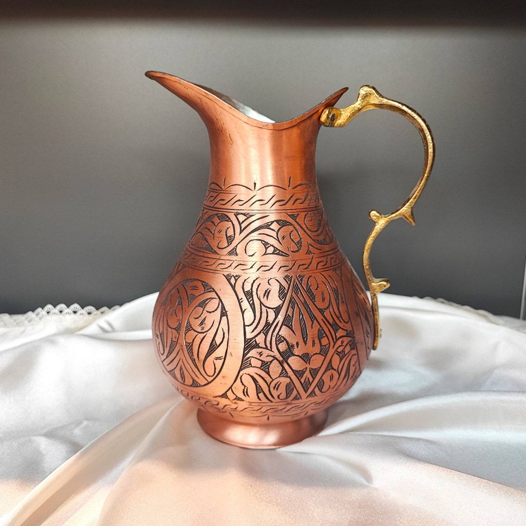 Engraved Copper 2 Liters Pitcher,pure Copper Hammered Jug,copper ...