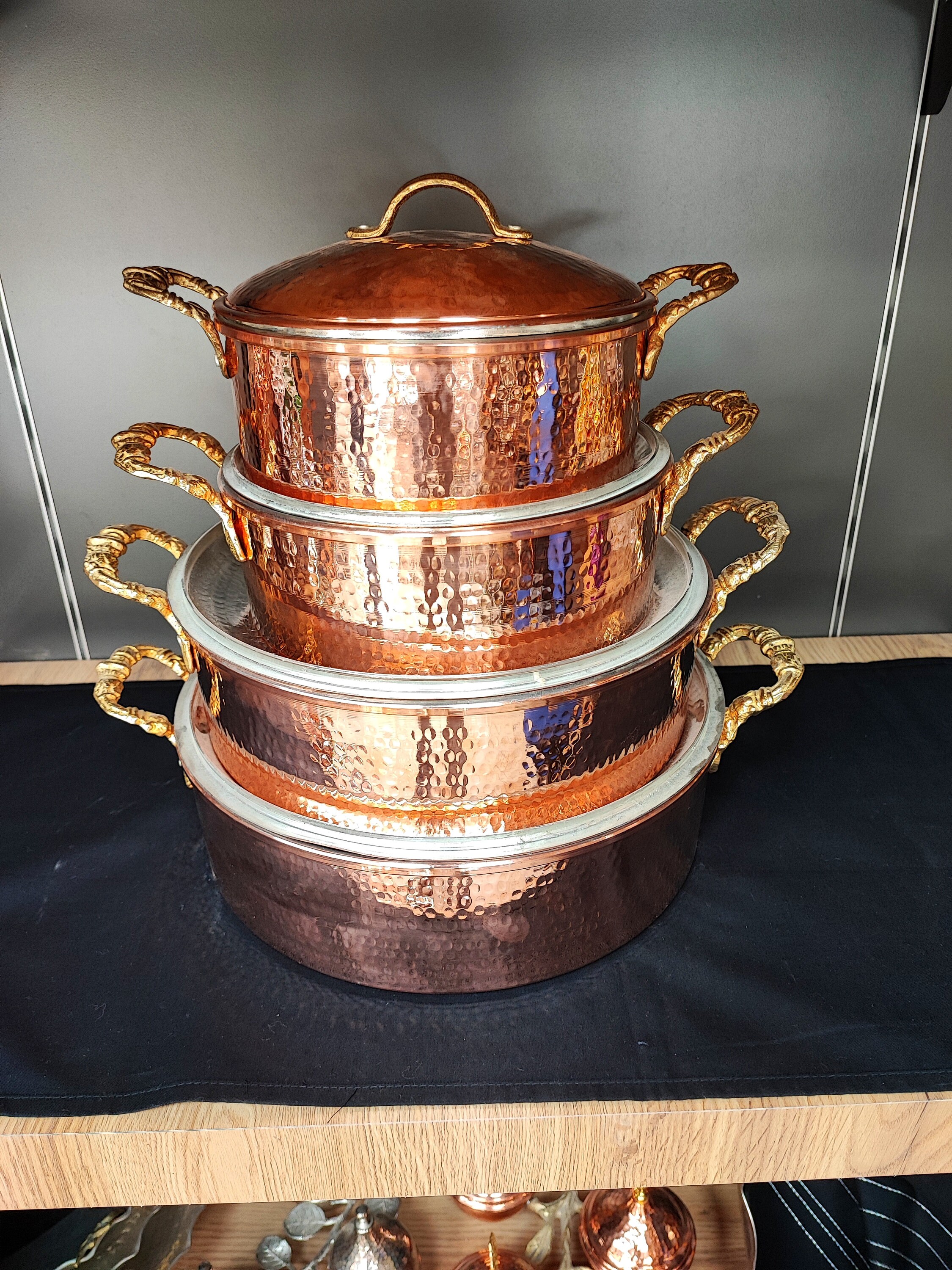 Copper Cooking Pot,hand Hammered Copper Casserole Pot With Lid,copper ...