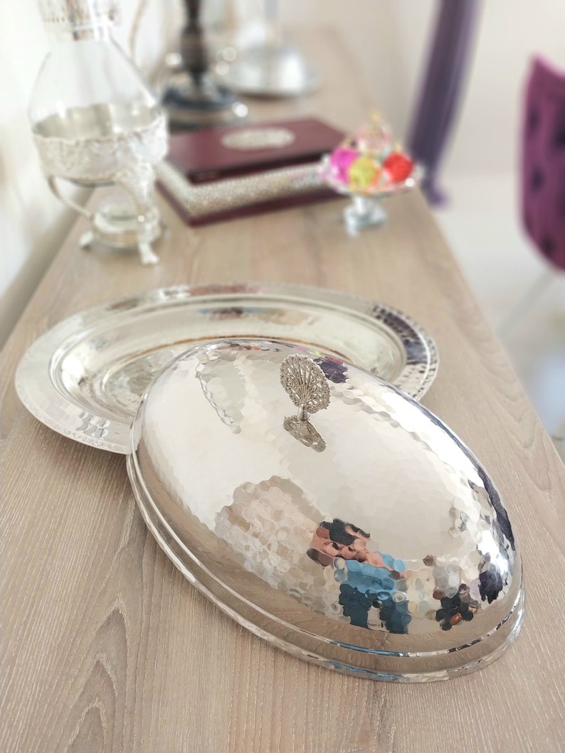 Turkish Handmade Copper Serving Plate With Lid, Copper Platter for ...