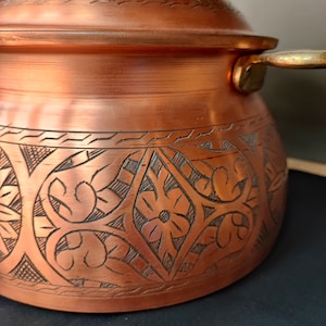 Copper Cooking Pot,handmade Carved Engraved Copper Pot,double Handled ...