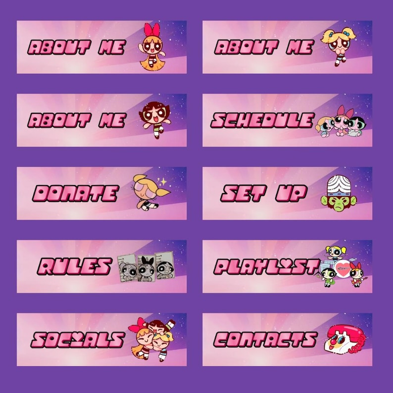 Powerpuff Girls Twitch Panels | Anime Style Stream Panels | Cute Pink ...